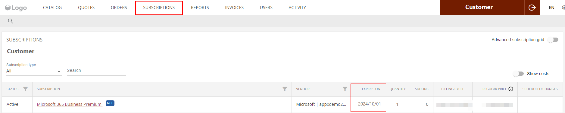 Subscription End Date Alignment – AppXite