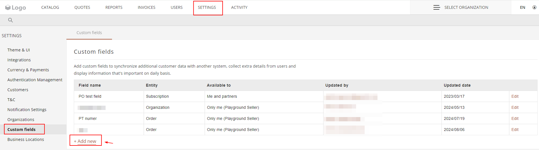 Contract Custom fields – AppXite